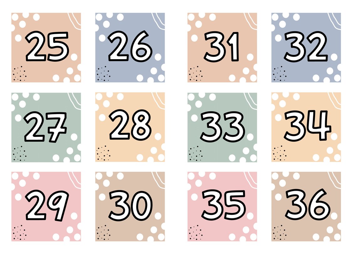 Printable Number Labels Classroom Calendar Numbers Number - Etsy Canada