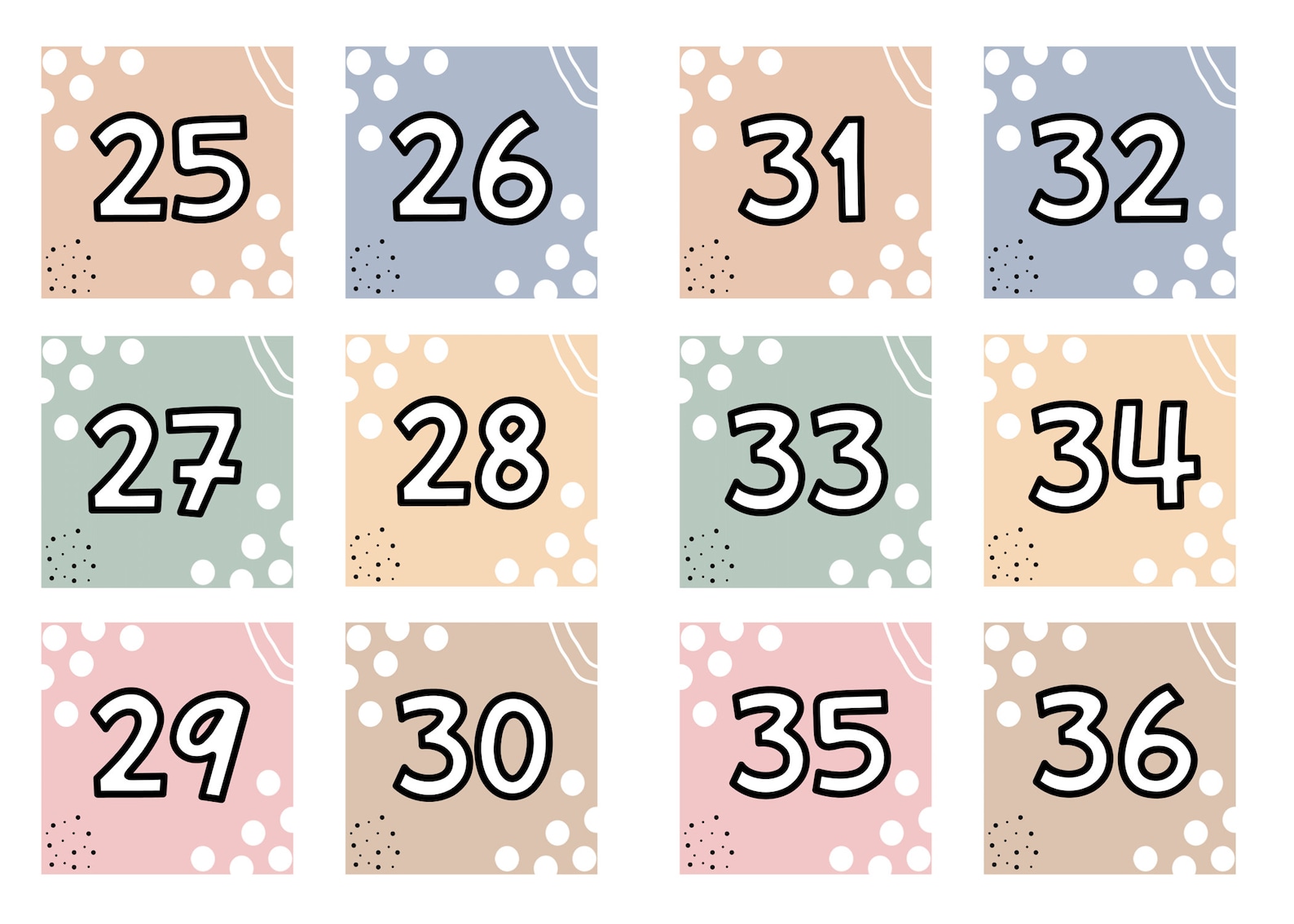 Printable Number Labels Classroom Calendar Numbers Number - Etsy Canada