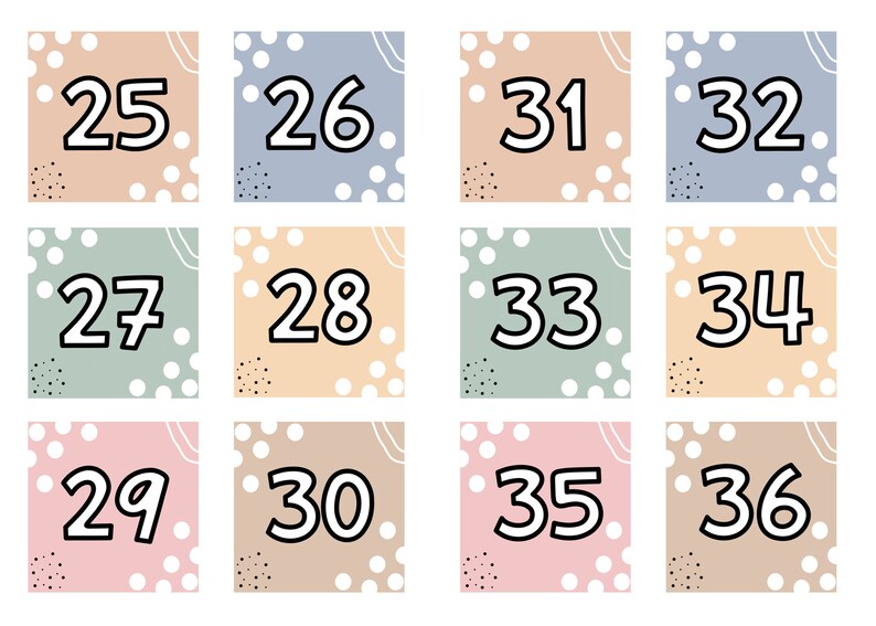 Printable Number Labels Classroom Calendar Numbers Number - Etsy Canada