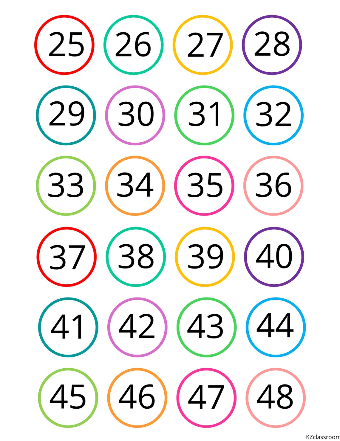 Small Number Tags, Printable Circle Number Labels, Book Bin Labels ...