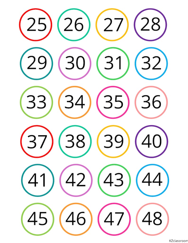 Small Number Tags, Printable Circle Number Labels, Book Bin Labels ...