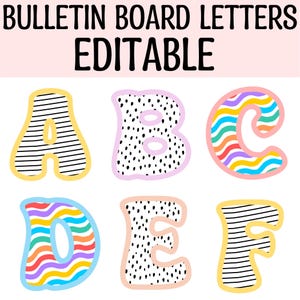Printable Bulletin Board Letters, Editable Large Alphabet Letters ...