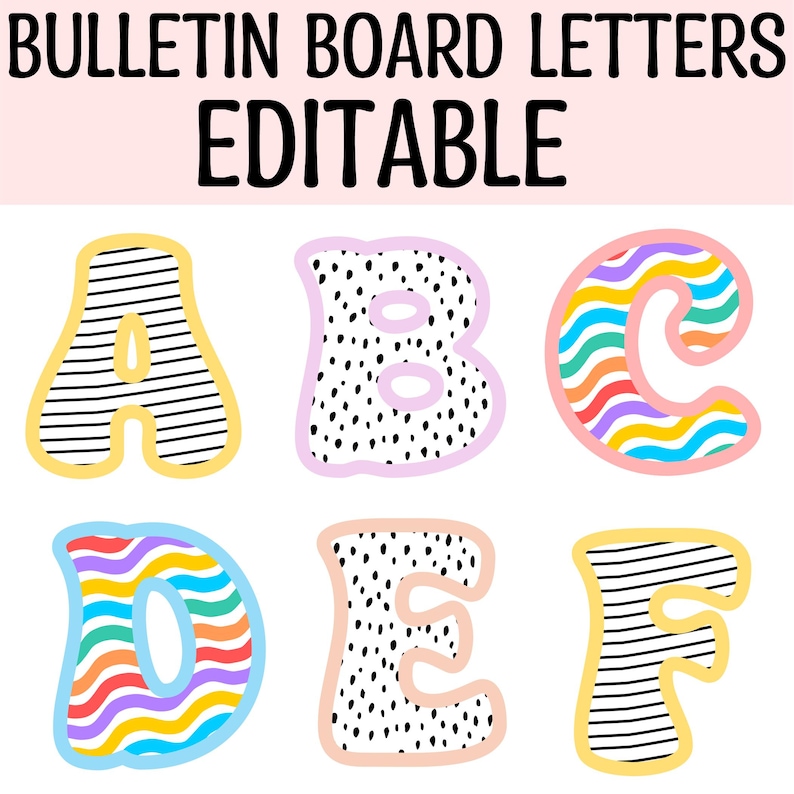Printable Bulletin Board Letters, Editable Large Alphabet Letters ...