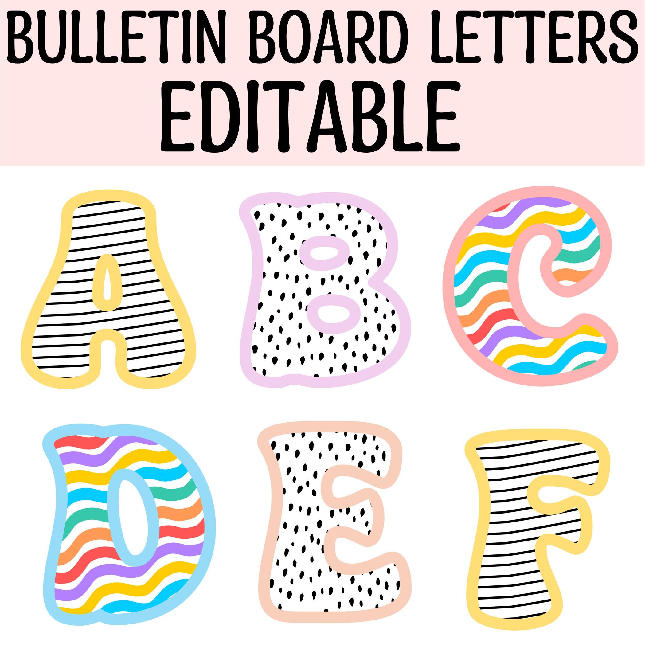 Printable Bulletin Board Letters, Editable Large Alphabet Letters ...