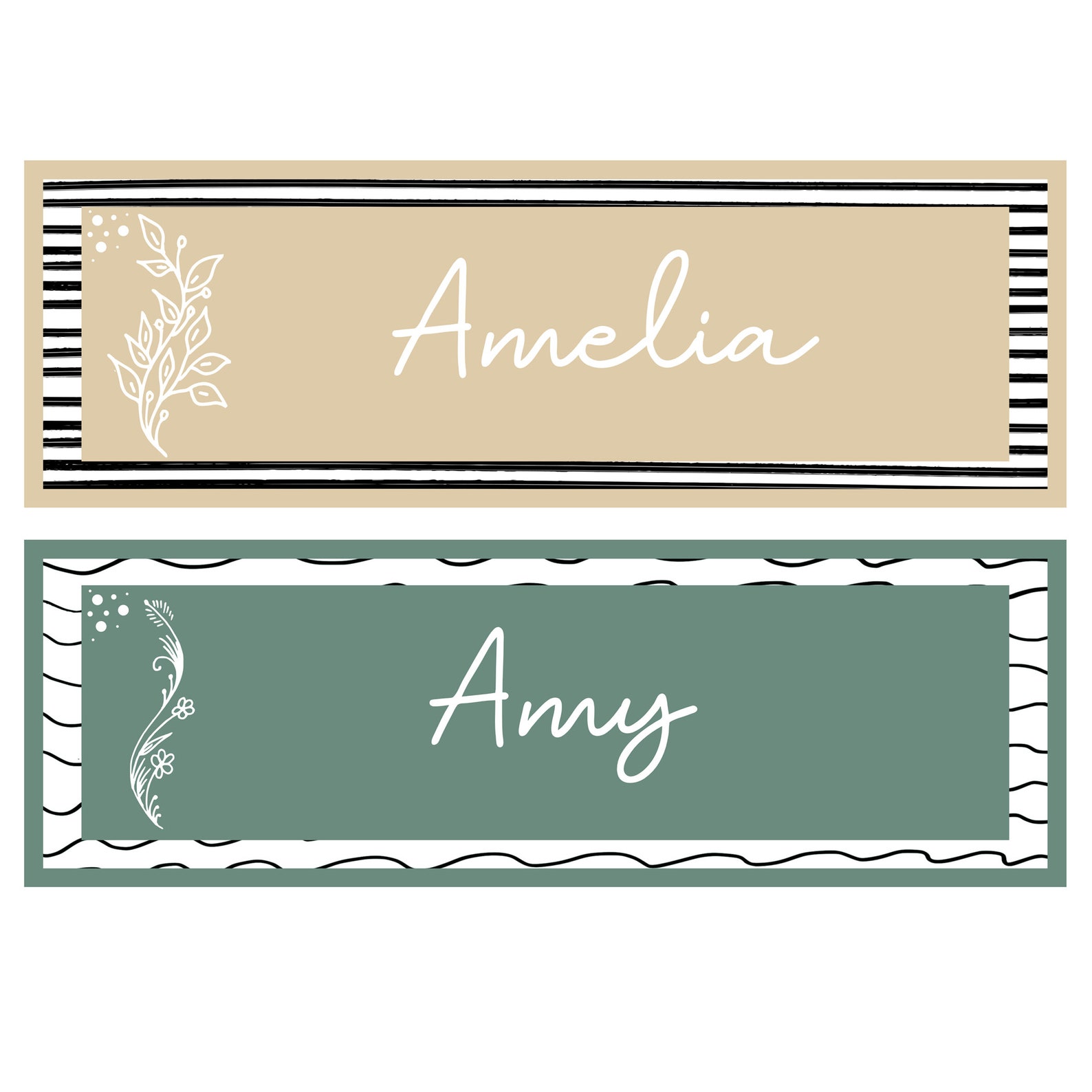 Printable Botanical Student Name Plates, Editable Autumn Classroom ...