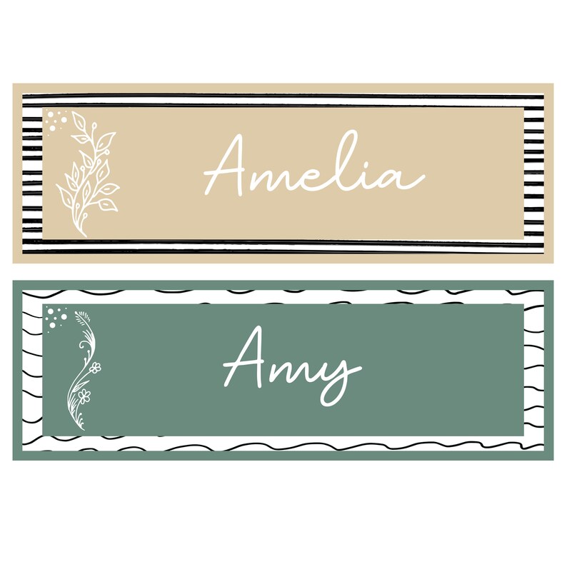 Printable Botanical Student Name Plates, Editable Autumn Classroom ...