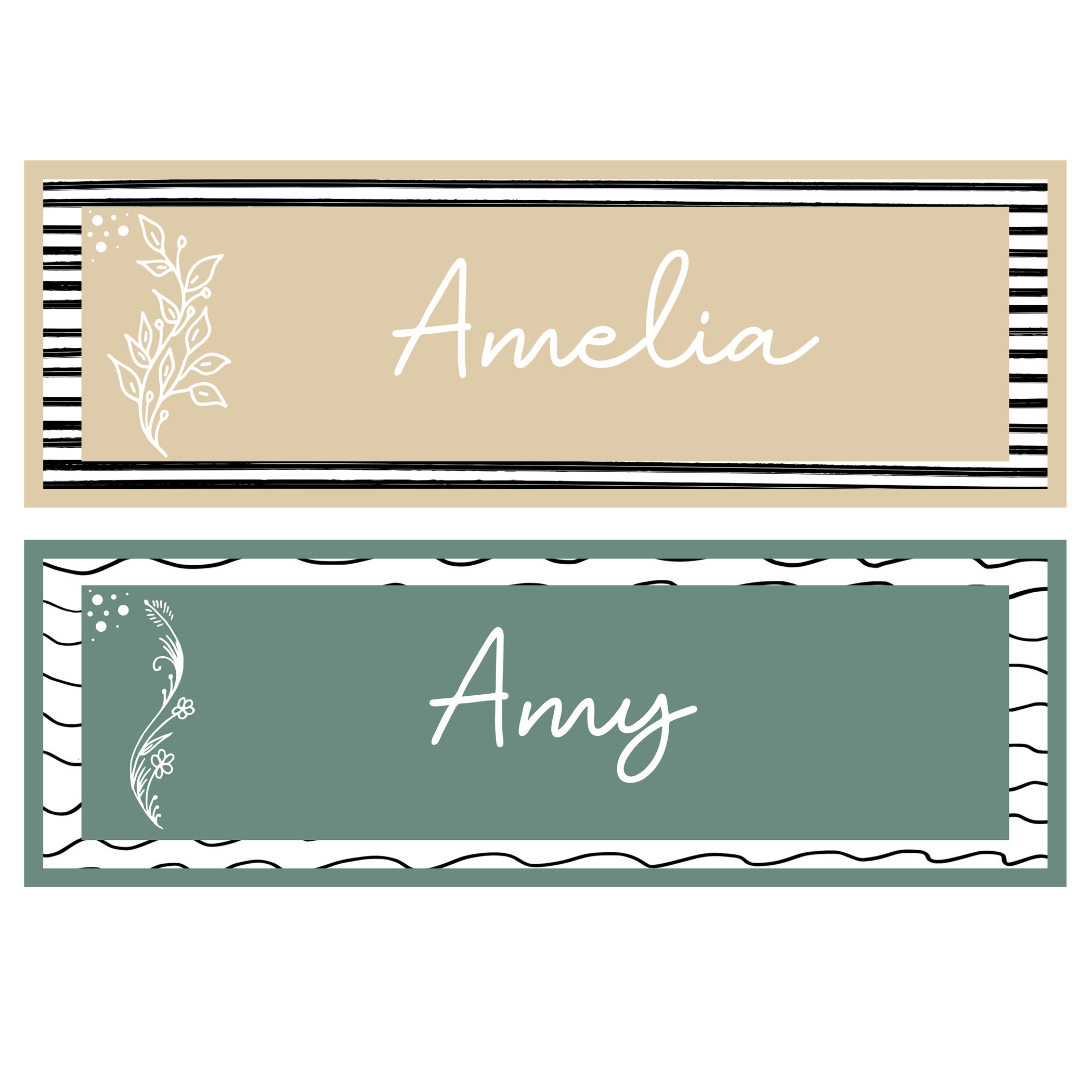 Printable Botanical Student Name Plates, Editable Autumn Classroom ...