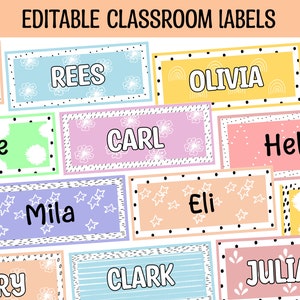 Classroom Labels, Student Name Tags, Name Tags, Pastel Colors Name ...