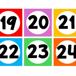 Printable Bright, Colorful Number Labels, Classroom Calendar Number ...