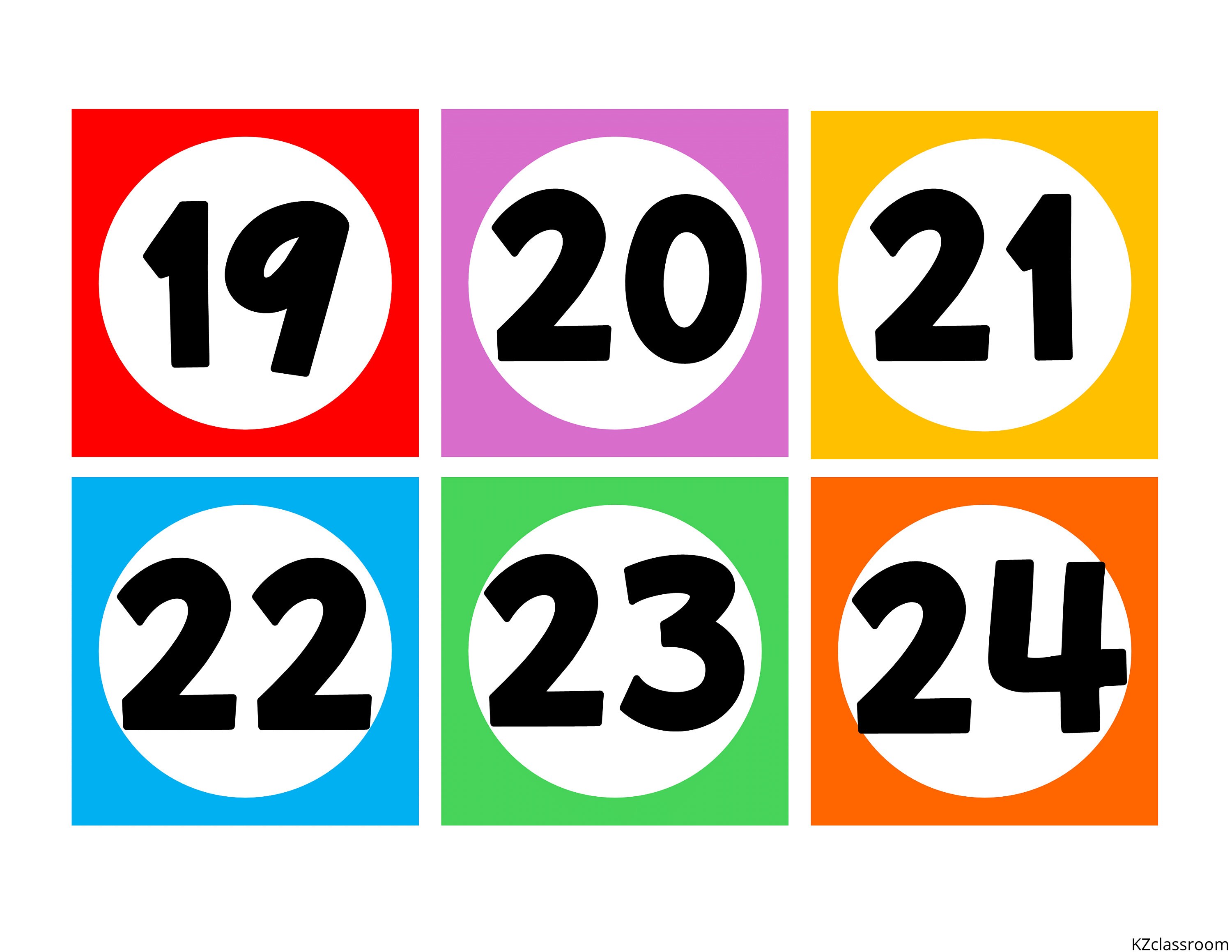 Printable Bright, Colorful Number Labels, Classroom Calendar Number ...