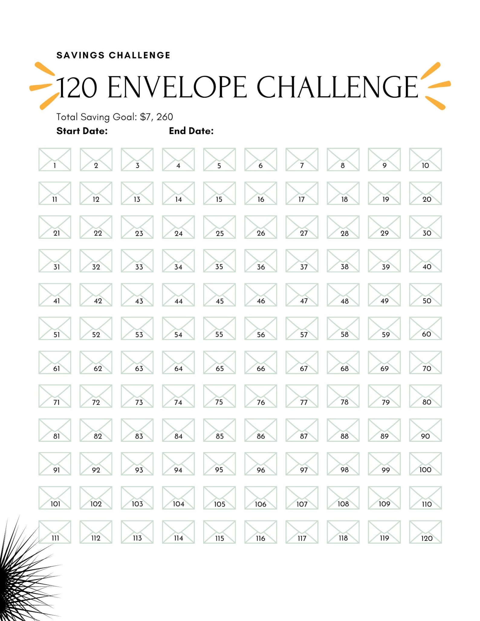 120 Envelope Challenge, Savings Challenge, Cash Evenvelopes, Money ...