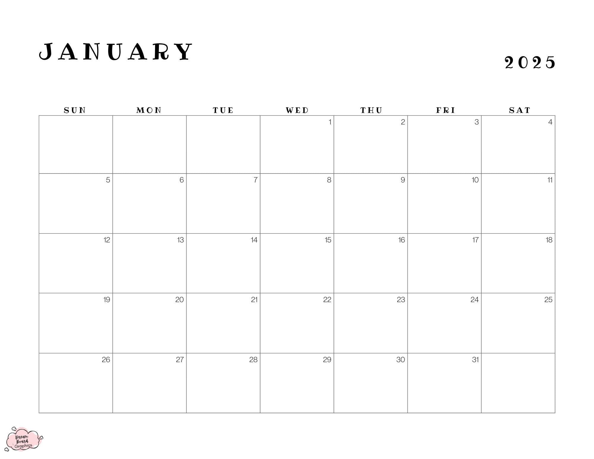 2025 Minimalistic Printable Calendar - Etsy