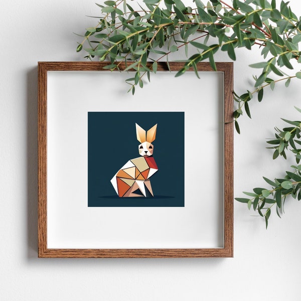 Geometric Rabbit - Etsy