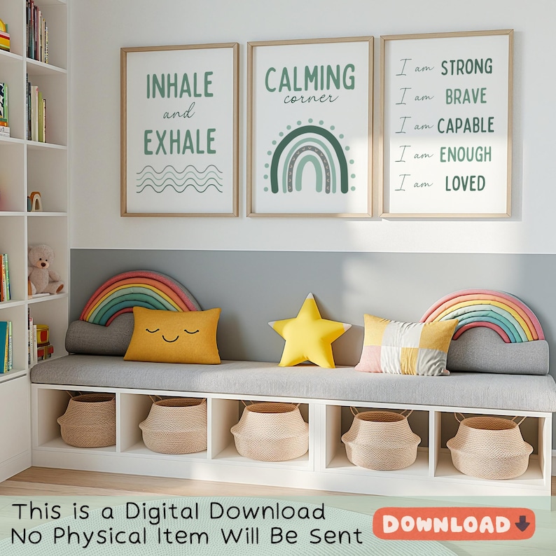 8 Calm Down Corner Posters Sign Kit Printables, Boho Classroom Playroom ...