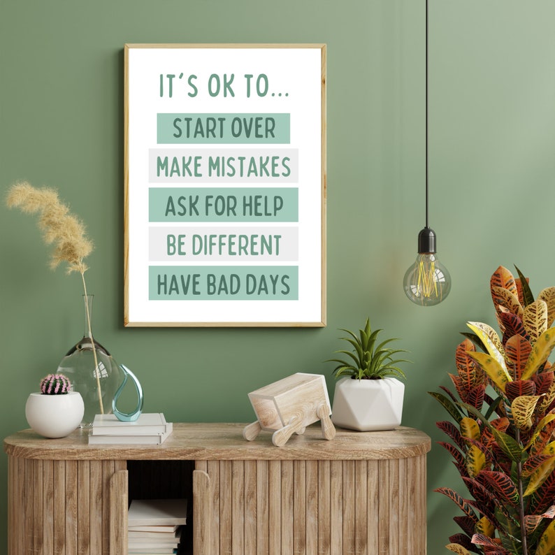 Feelings Poster Positive Affirmation Digital Wall Art, Therapy Office ...
