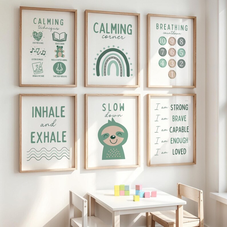 8 Calm Down Corner Posters Sign Kit Printables, Boho Classroom Playroom ...