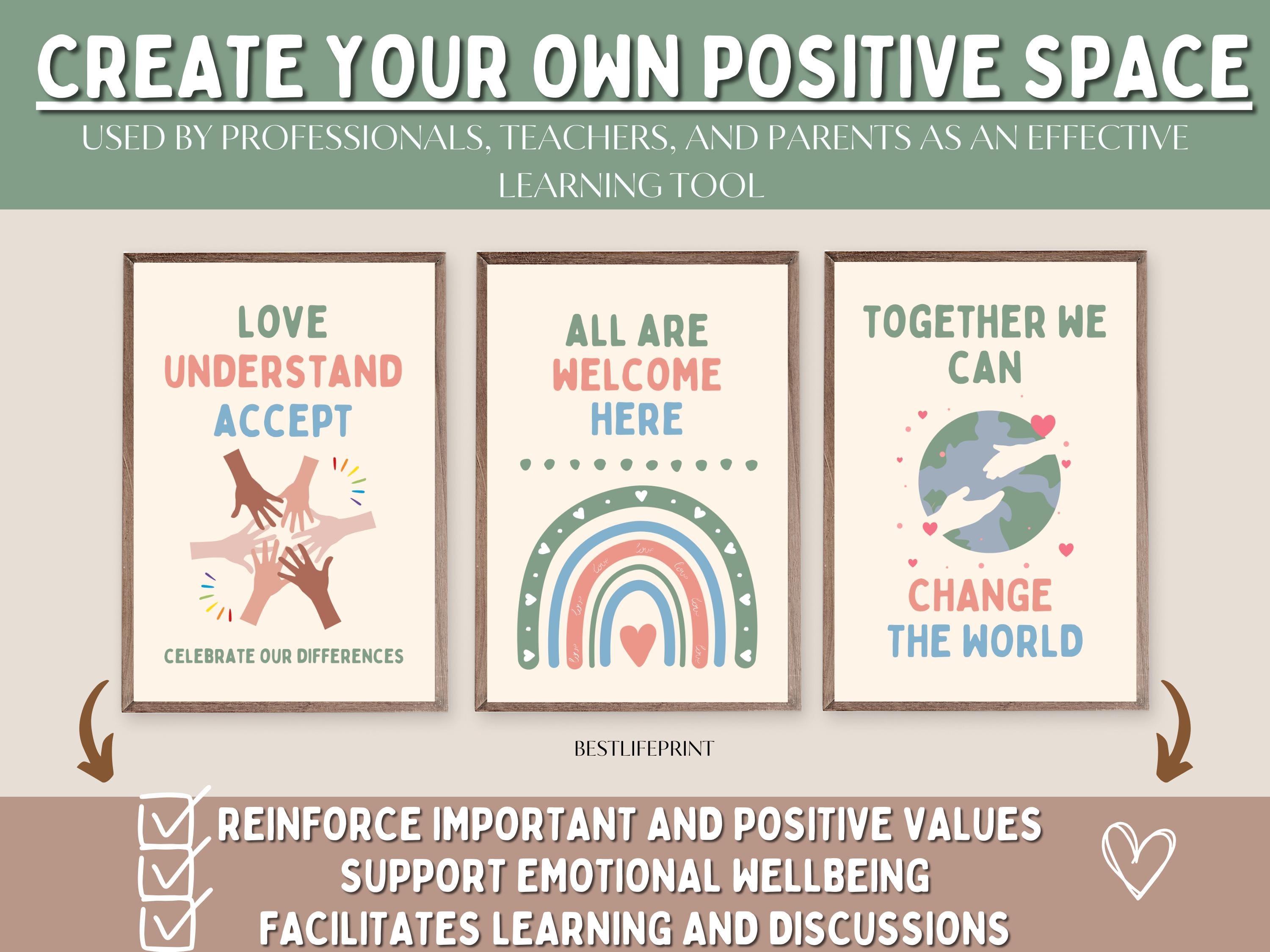 Inclusion Posters for School Boho Classroom Decor Safe Space Wall Art ...