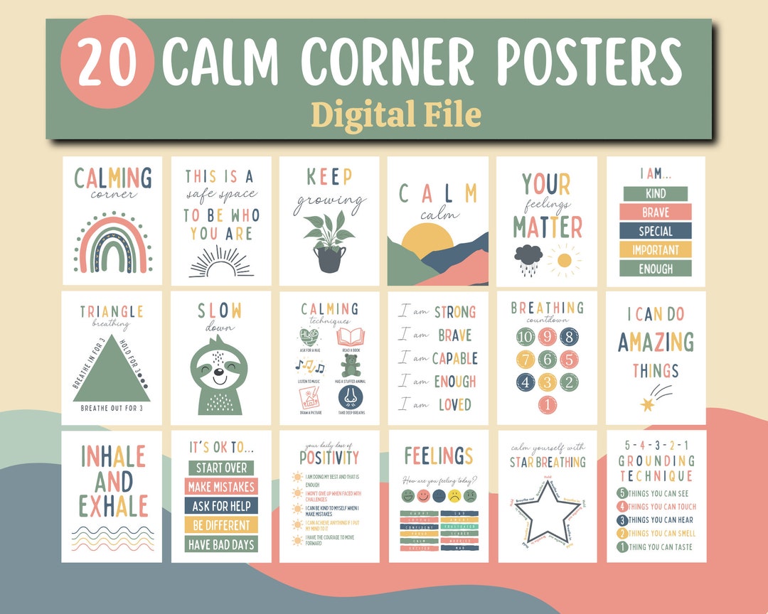 20 Calming Corner Posters School Counselor Office Decor Therapy Boho ...