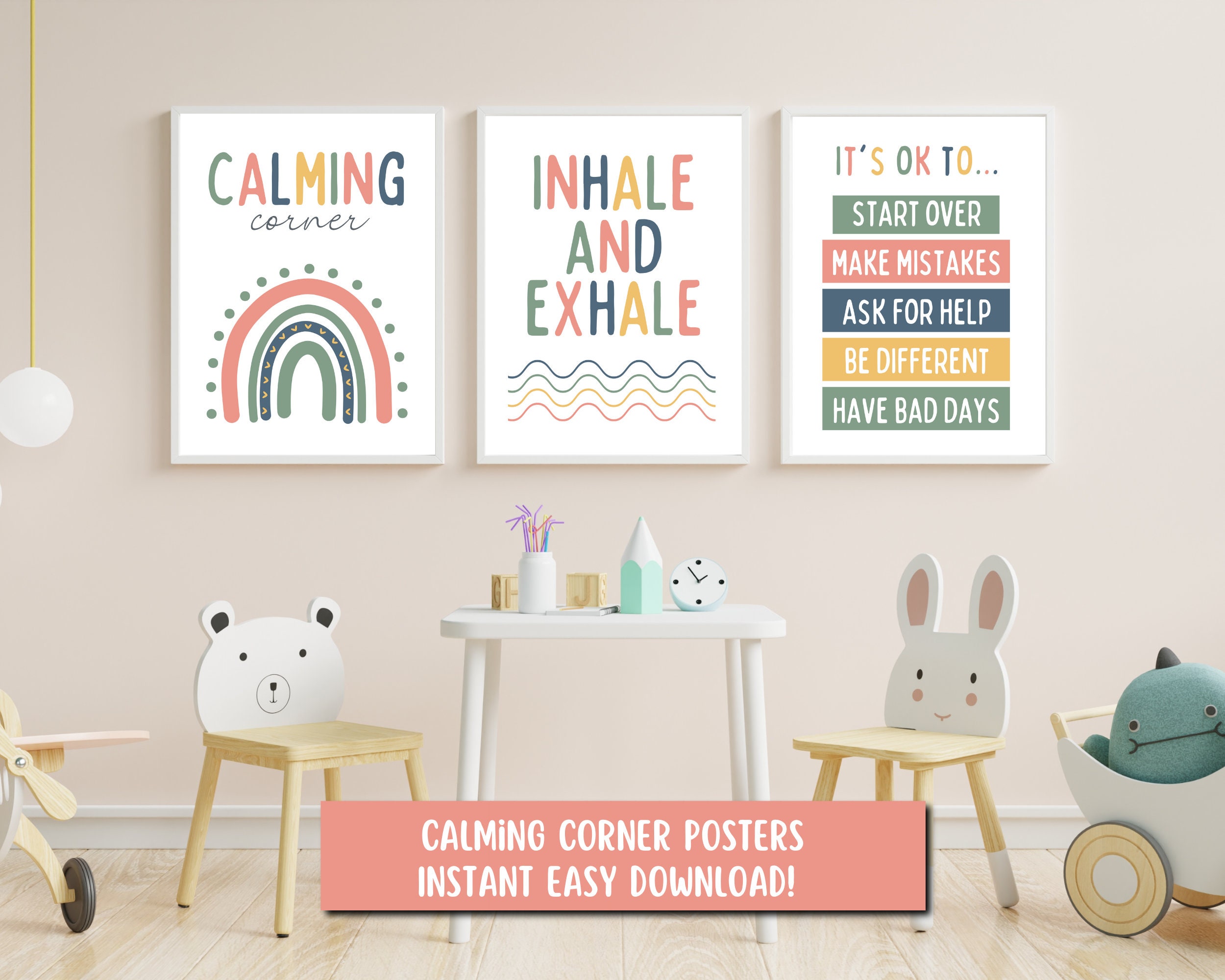 12 Calm Down Corner Posters Boho Playroom Decor Classroom Elementary ...