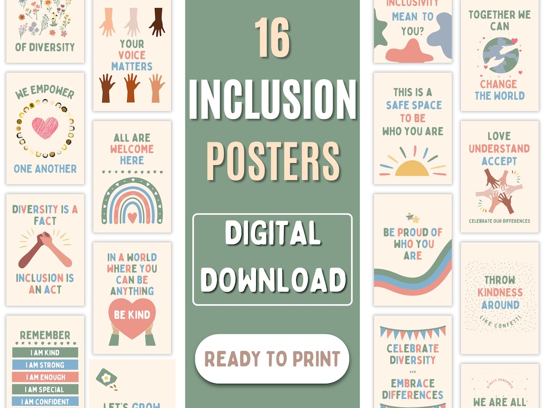 Inclusion Posters for School Boho Classroom Decor Safe Space Wall Art ...