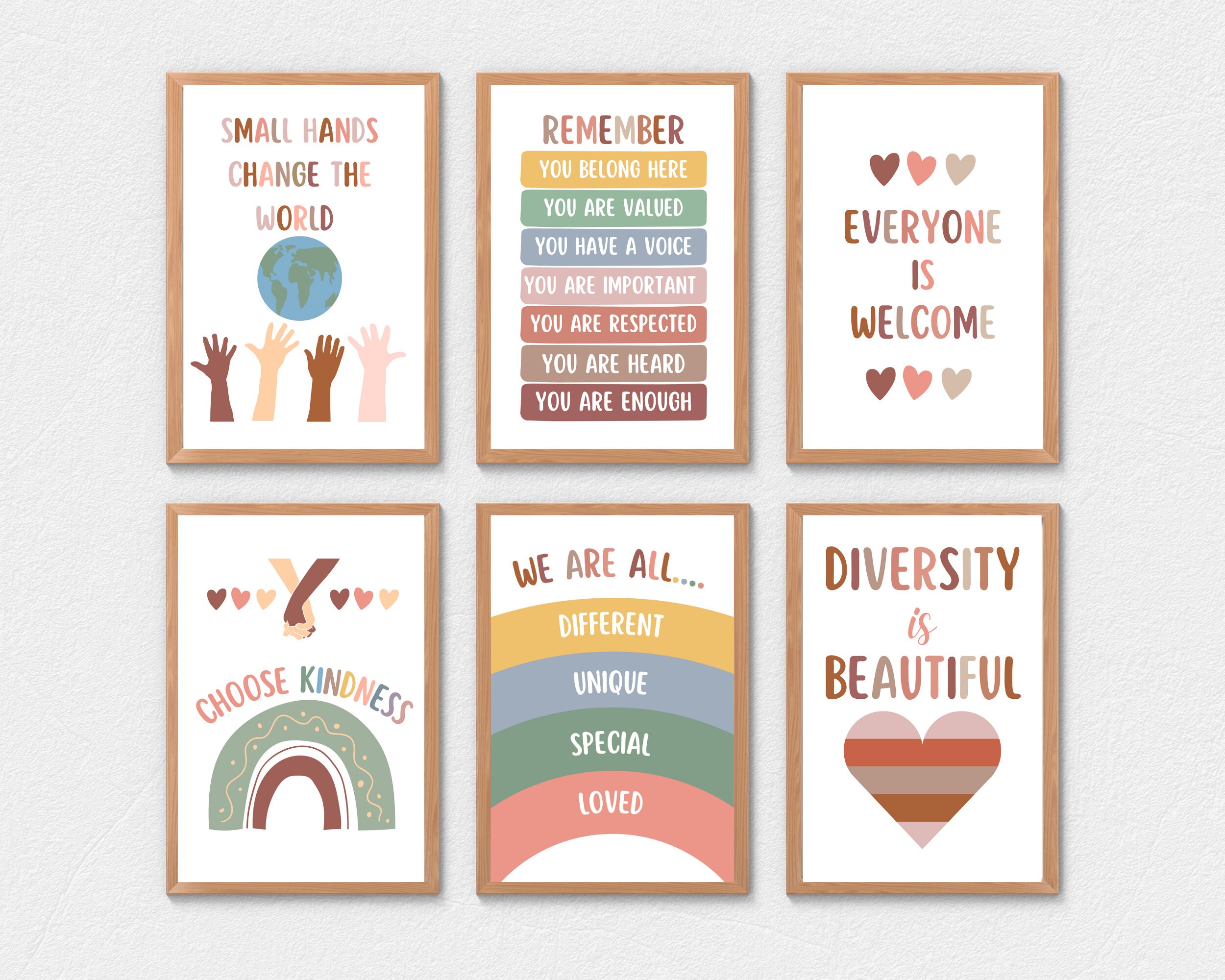 8 Inclusion Posters School Boho Classroom Decor Elementary Counselor ...