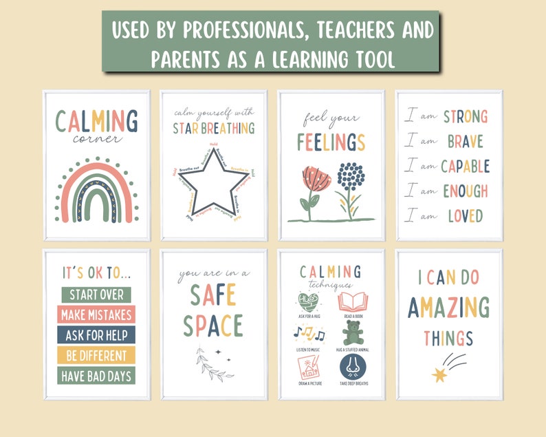 20 Calming Corner Posters School Counselor Office Decor Therapy Boho ...