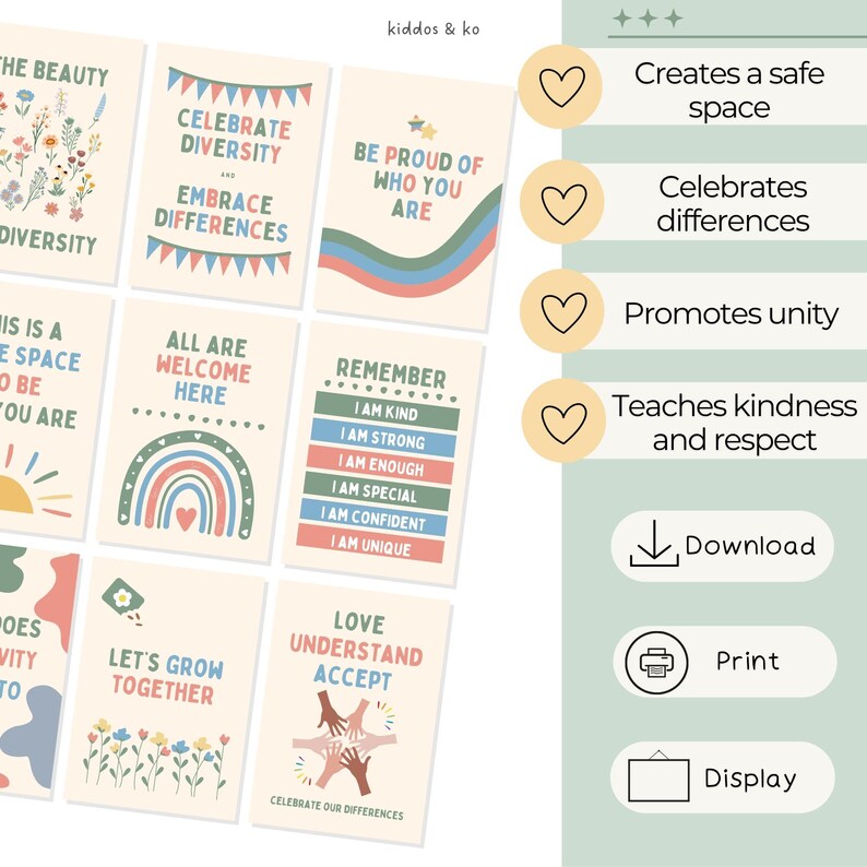 Inclusion Posters for School Boho Classroom Decor Safe Space Wall Art ...