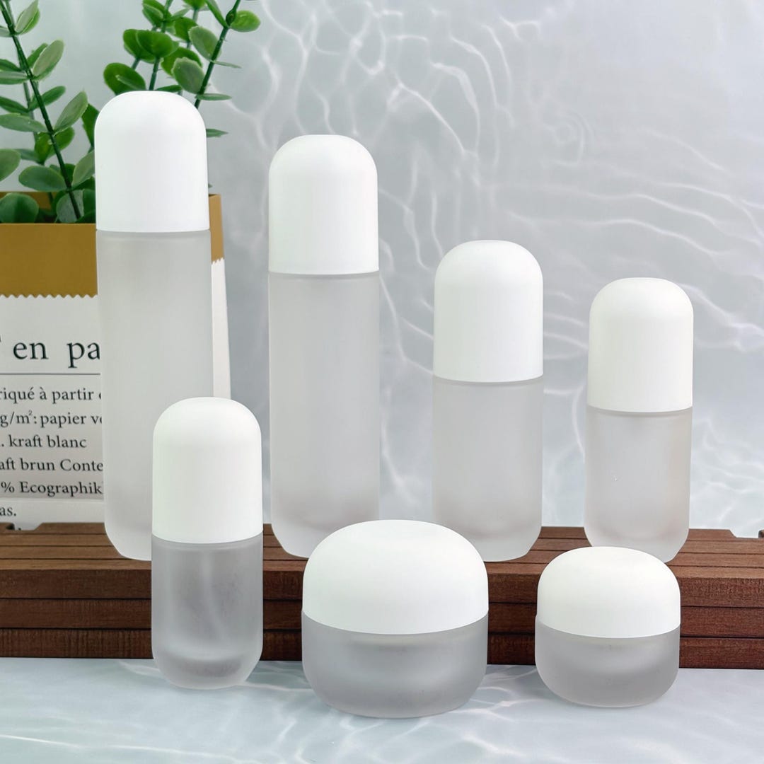Frosted Glass Lotion, Spray & Cream Jar, Minimalist Cosmetic Packaging ...
