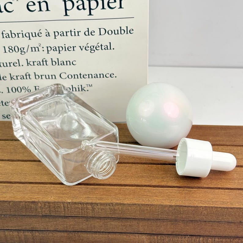 30ml Clear Glass Dropper Bottle With Round Ball Cap, Empty Refillable ...
