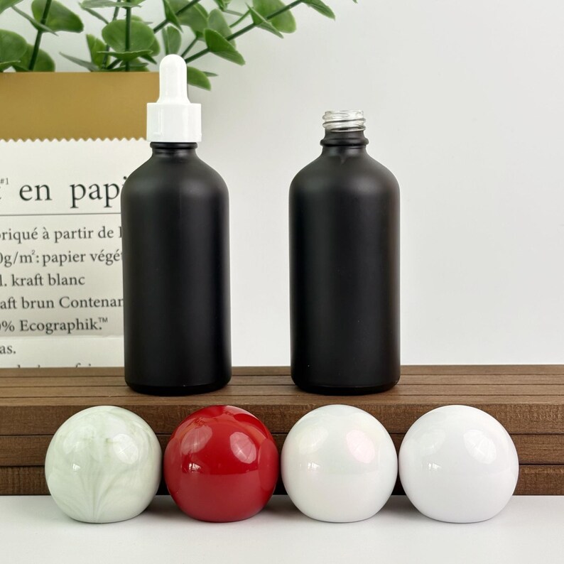 100ml Black Glass Dropper Bottle, Matte or Glossy Serum Container ...