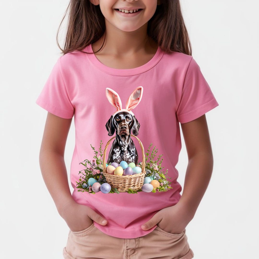German Shorthaired Pointer With Bunny Ears and Easter Basket With Eggs ...