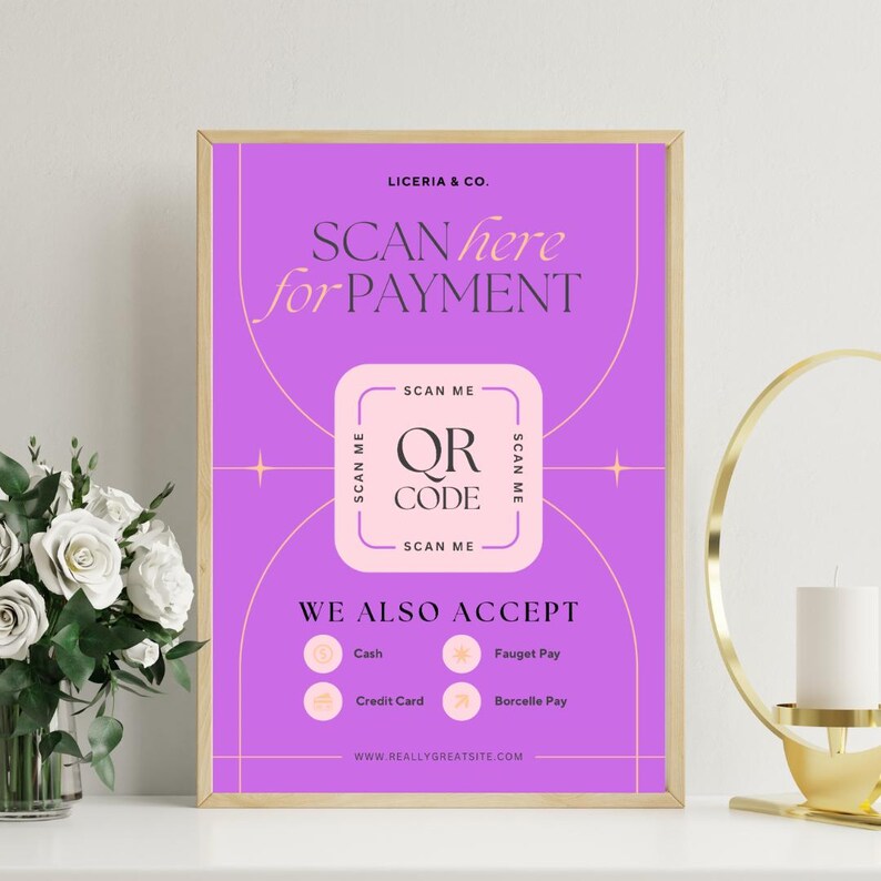 Scan to Pay Sign, QR Code Sign Template, Small Business Marketing, Cash ...