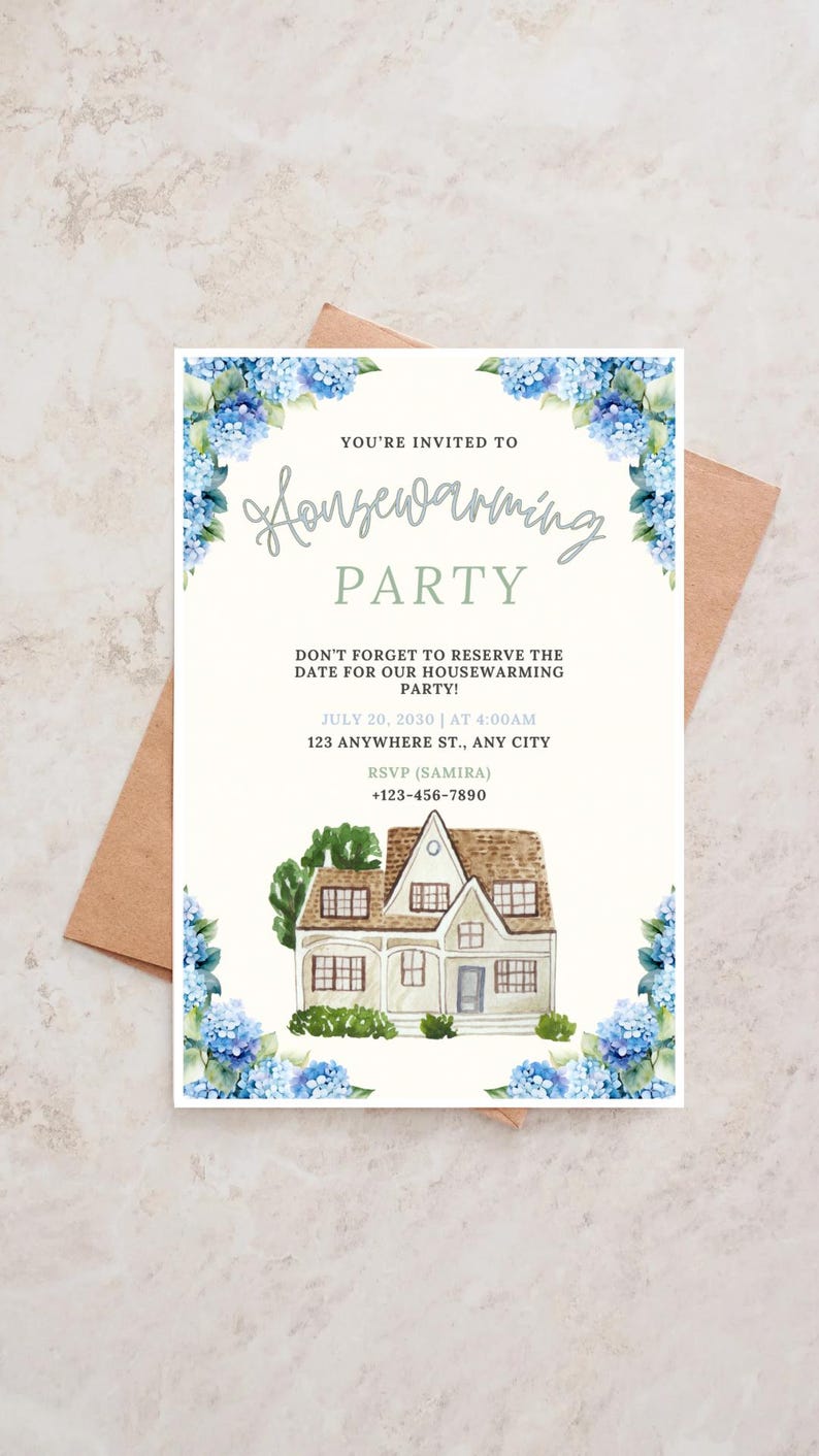 Housewarming Invitation Digital Download Template | Water Color Design ...