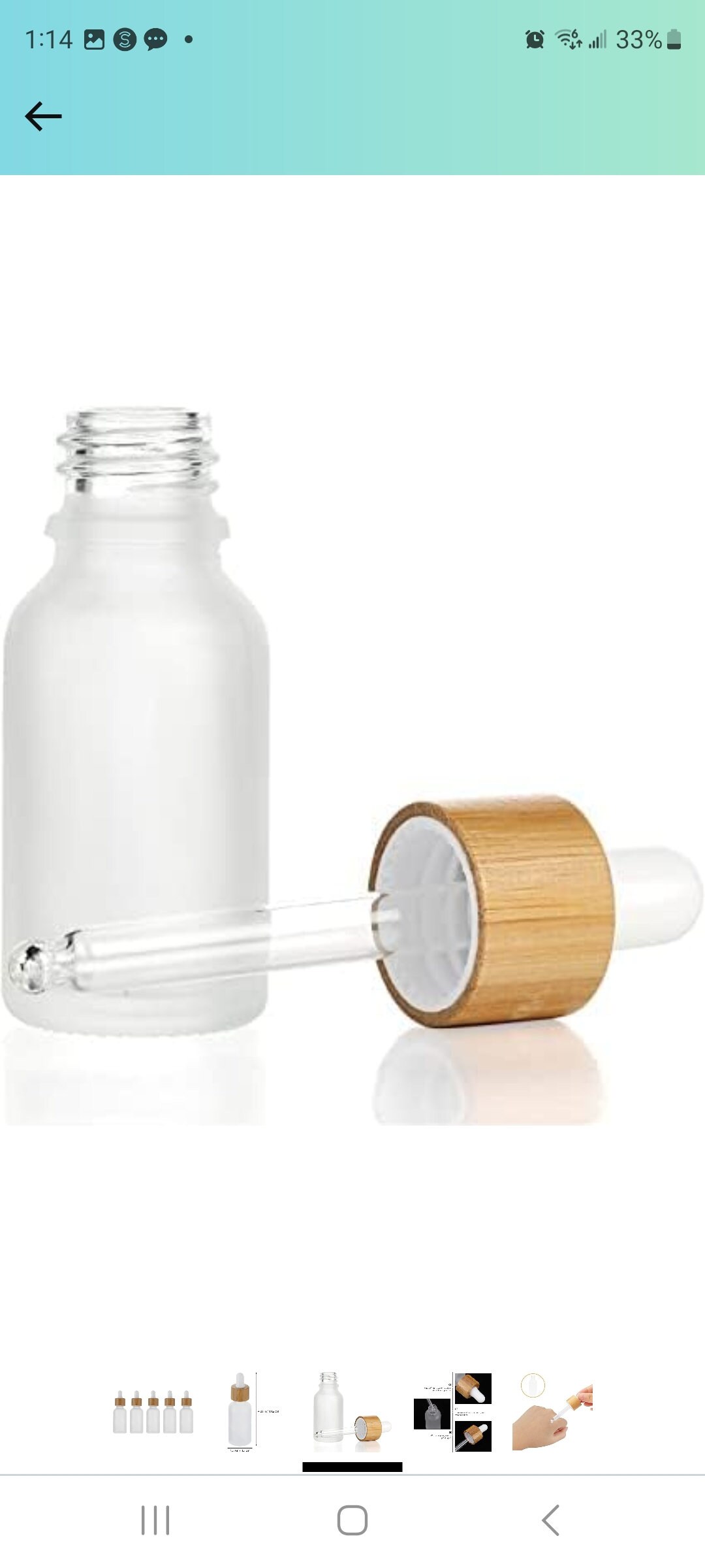 50 Pack glass Bottle, Frosted Rounds W/ Bamboo Bulb Glass Dropper. 1 Oz ...