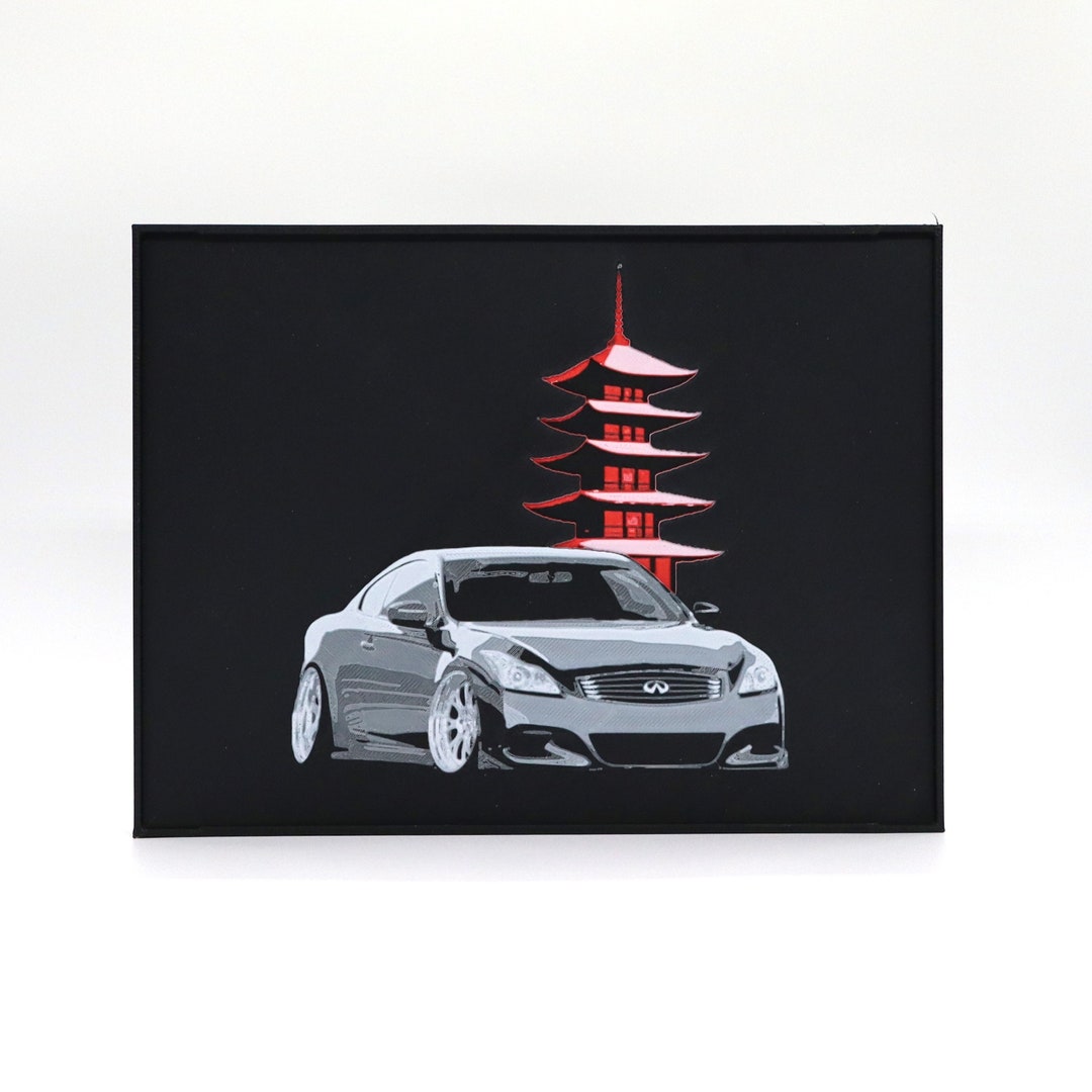 Framed Retro Car Wall Art - JDM Artwork - Man Cave Decoration ...