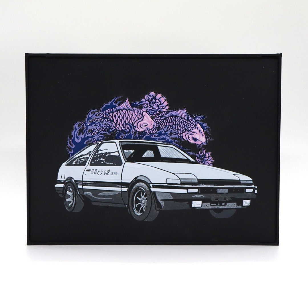Framed Retro Car Wall Art JDM Artwork Man Cave Decoration Drifting Car ...