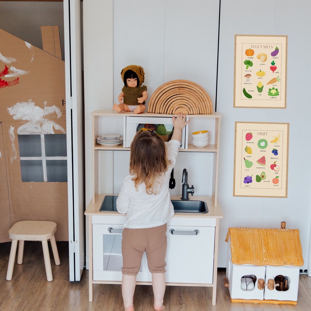 Fruit and Vegetable Poster, Play Kitchen Decor, Educational Poster ...