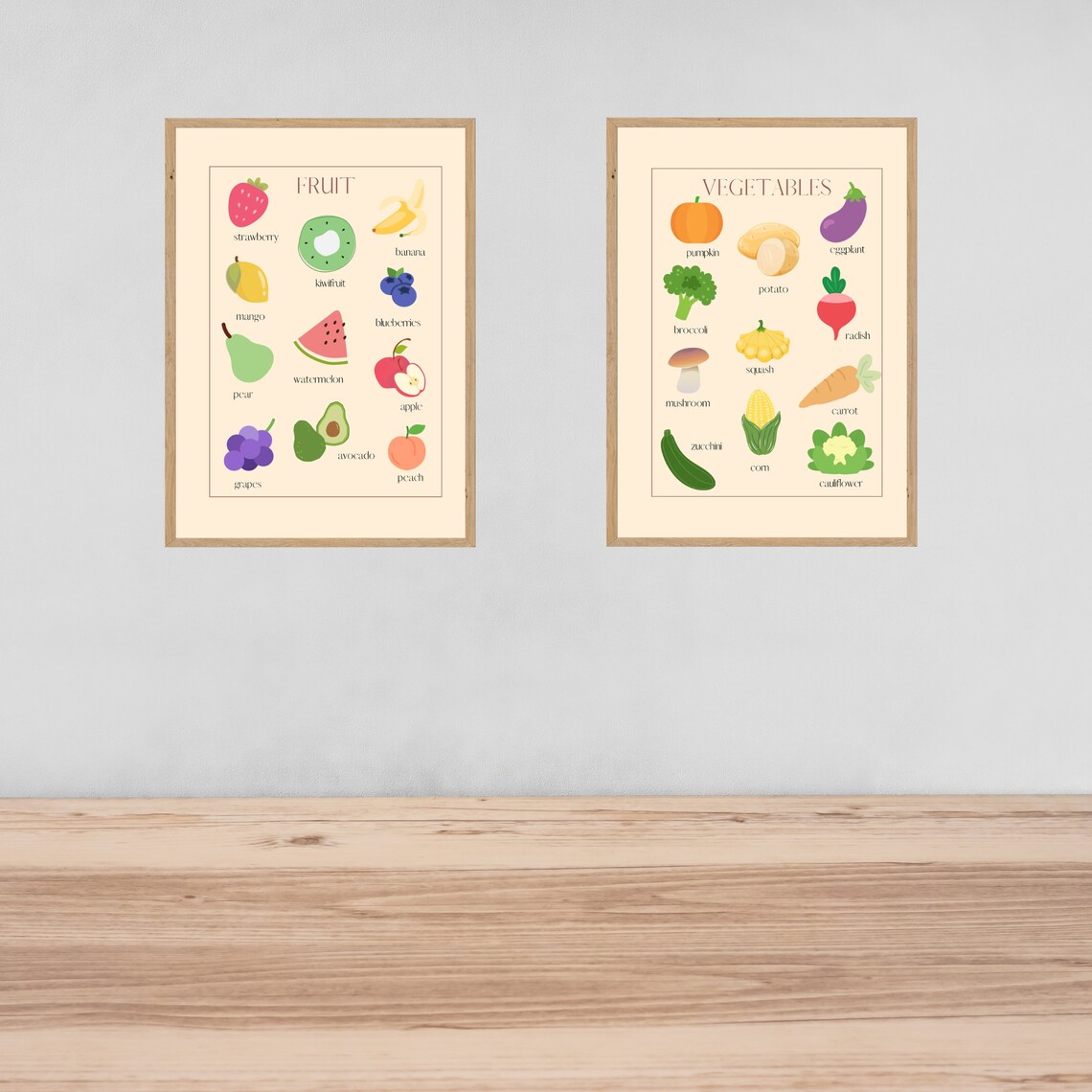 Fruit and Vegetable Poster Play Kitchen Decor Educational - Etsy