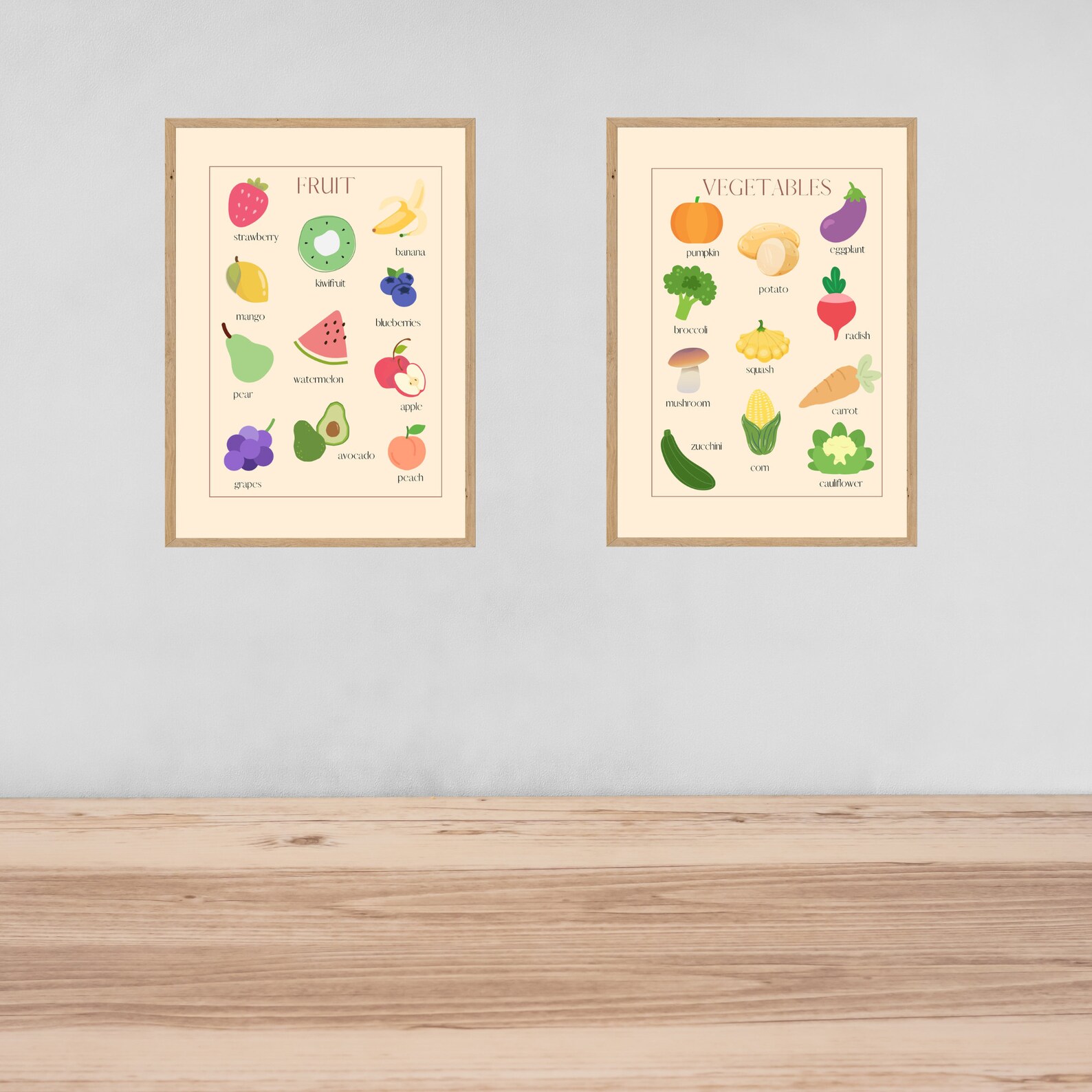 Fruit and Vegetable Poster, Play Kitchen Decor, Educational Poster ...