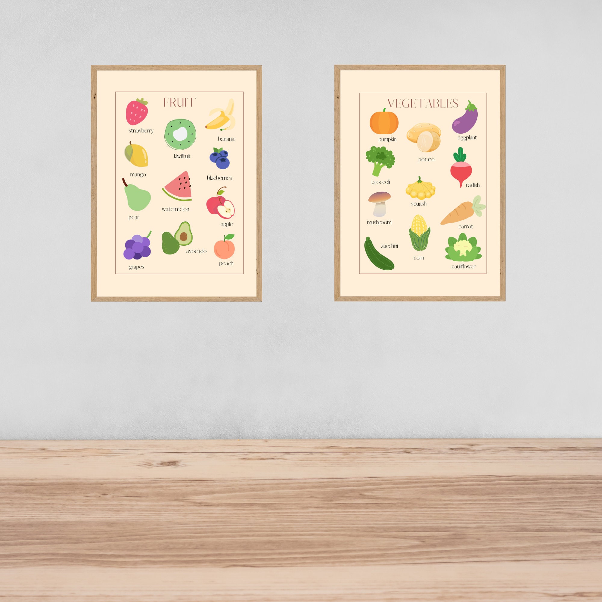 Fruit and Vegetable Poster, Play Kitchen Decor, Educational Poster ...