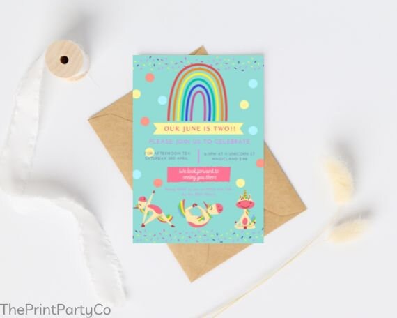 Editable Birthday Party Invitation Unicorn Birthday Party Girl Download ...
