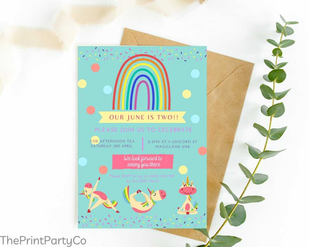 Editable Birthday Party Invitation Unicorn Birthday Party Girl Download ...
