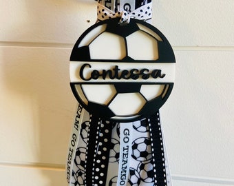 Cheerleading Bag Tag With Ribbon Tassel Gym Bag Accessory Personalized ...