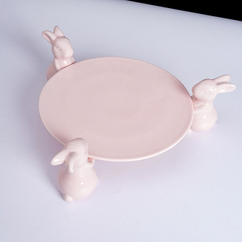 Easter Bunny Cake Stand Ceramic Gift Children Food Dishes - Etsy