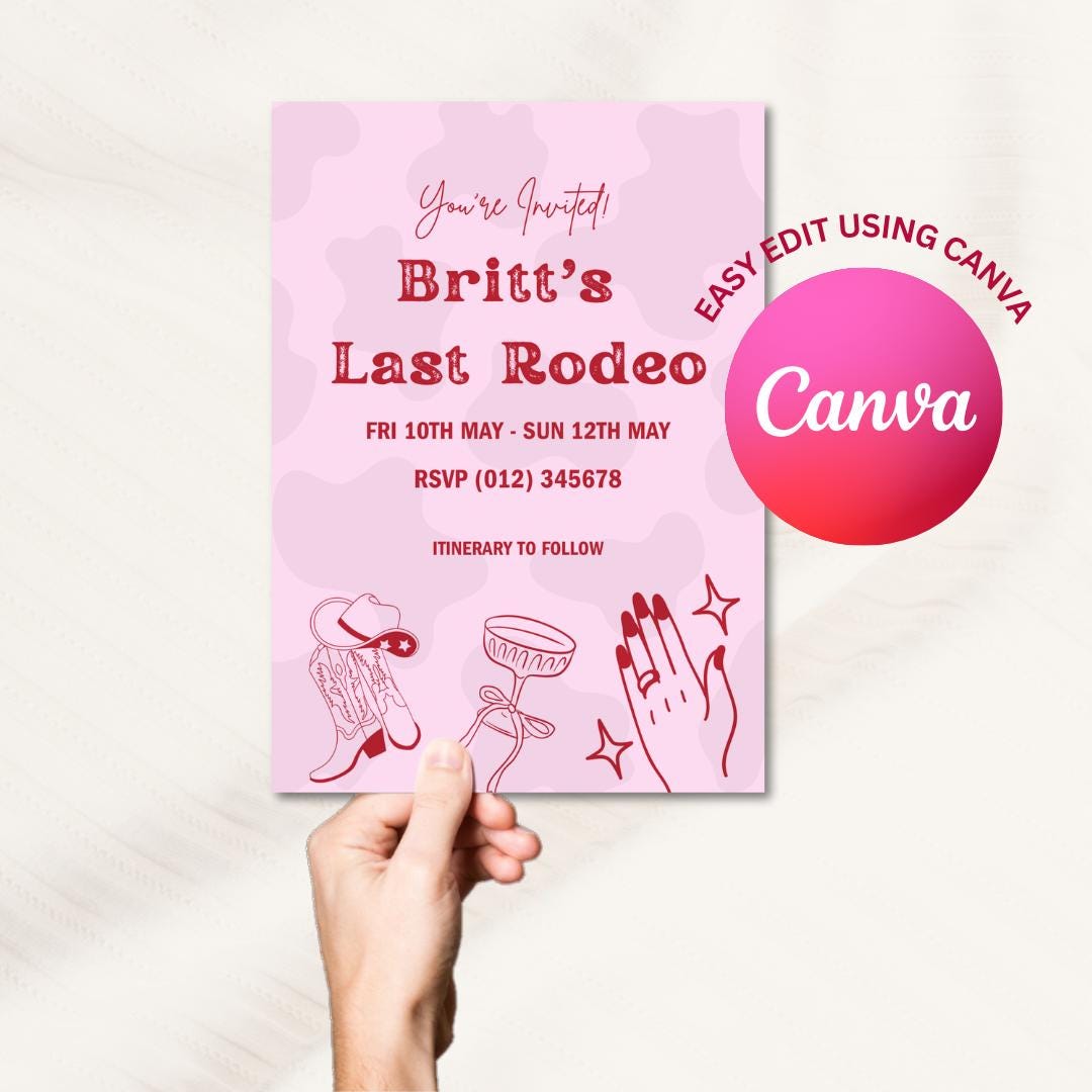 Editable “last Rodeo” Digital Invitation Template, Bachelorette Party ...