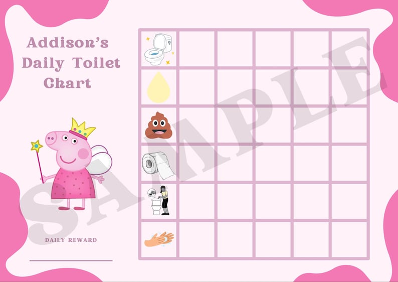 Pink Peppa Potty Training Chart - Fun Reward Chart for Kids, Toilet ...