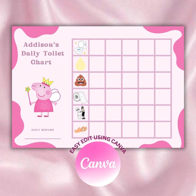 Pink Peppa Potty Training Chart - Fun Reward Chart for Kids, Toilet ...