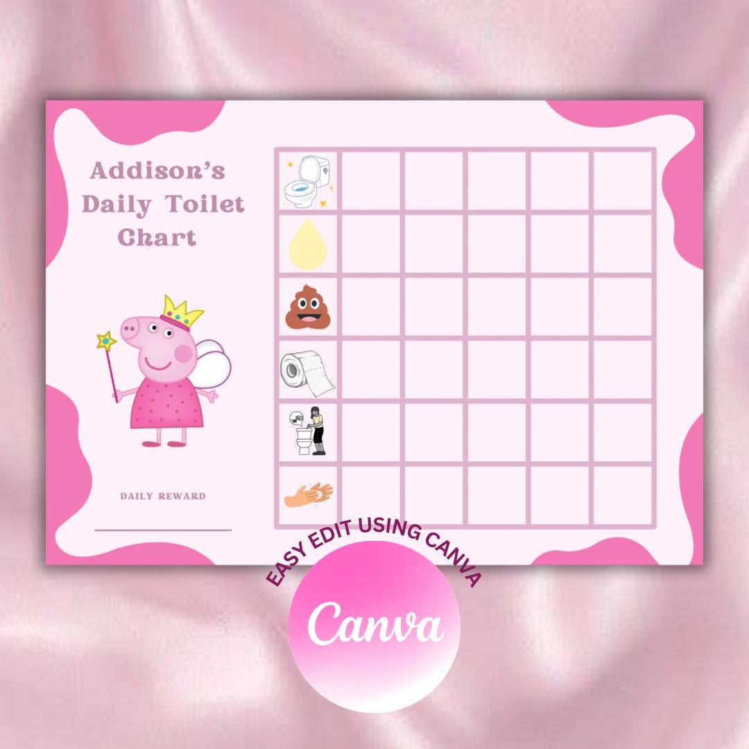 Pink Peppa Potty Training Chart - Fun Reward Chart for Kids, Toilet ...