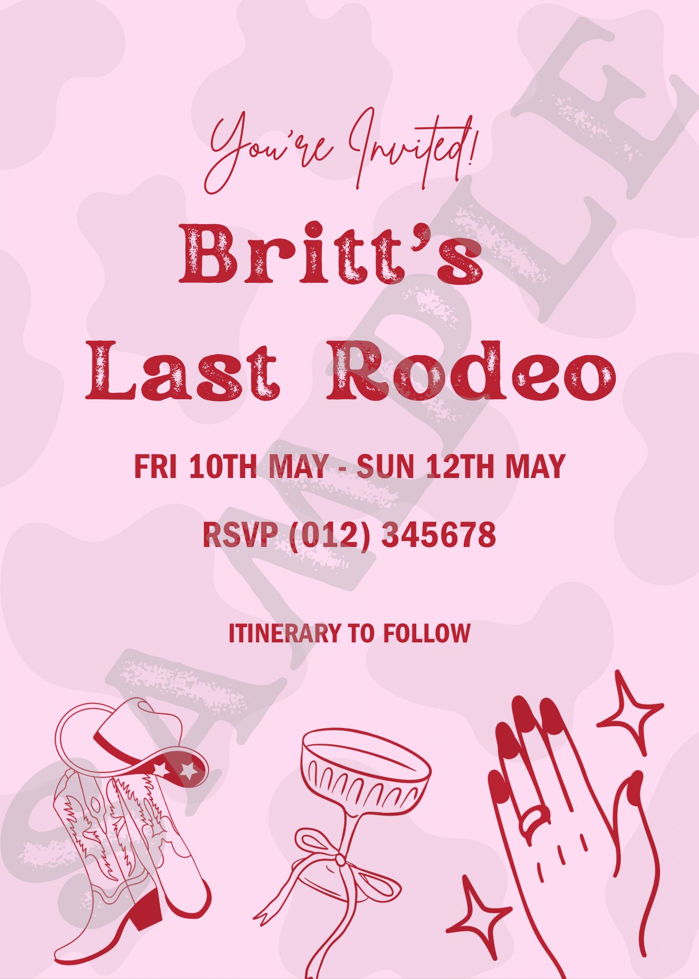 Editable “last Rodeo” Digital Invitation Template, Bachelorette Party ...