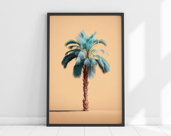 Palm Tree Poster Tropical Art Yellow Gradient Palm Tree Digital ...